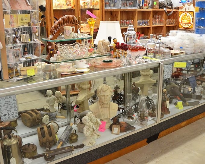 Curio cabinets filled with conversation pieces that make you wonder, "What's the story behind that marble bust sitting next to grandma's candy dish?"