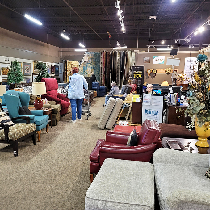 The furniture section: where mid-century meets last-century meets "that's exactly the chair my grandmother had!" Nostalgia at bargain prices.