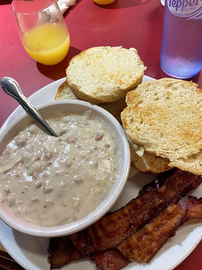 Biscuits and gravy that would make your Southern grandmother nod in approval. That peppery sausage gravy is practically a food group in Ohio.