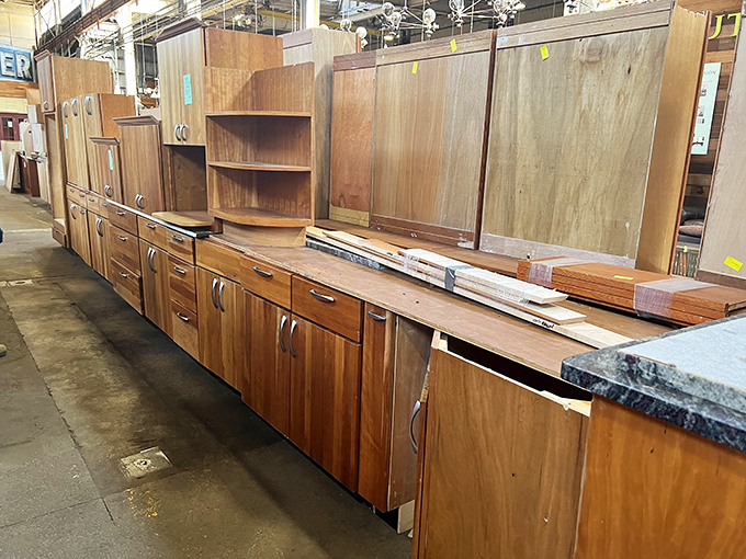 Kitchen cabinet heaven stretches as far as the eye can see&mdash;each wooden door holding potential for your next renovation revelation.