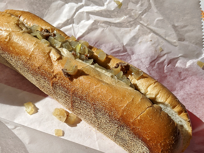Behold the cheesesteak that could make Philadelphia jealous - loaded with peppers, onions, and pure satisfaction.