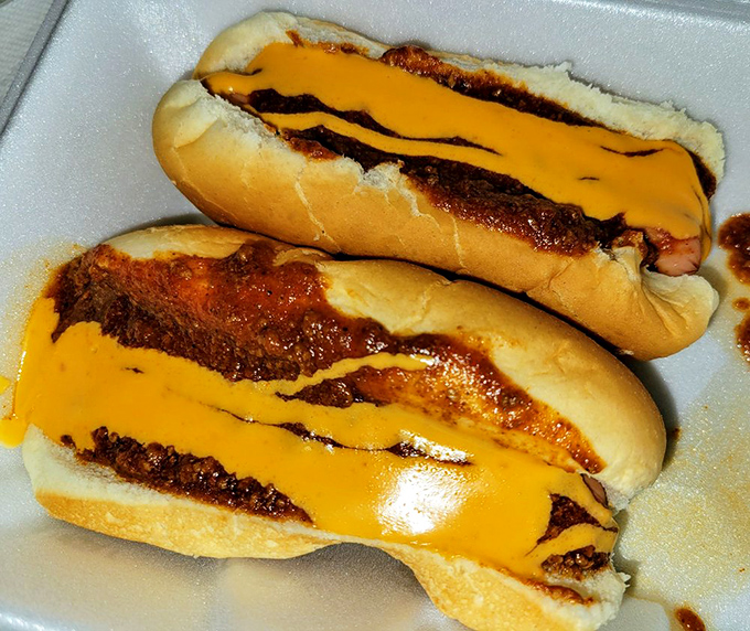These chili cheese dogs aren't just lunch; they're a religious experience with melted cheese performing miracles on your taste buds.