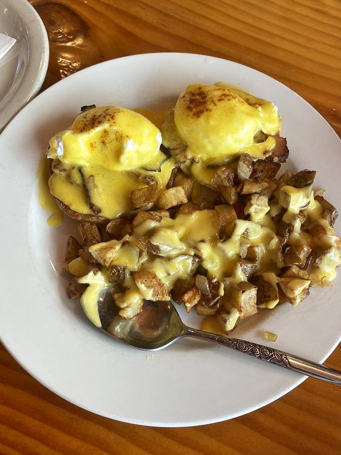 Eggs Benedict that could make a monk break his vows of silence - those golden potatoes deserve their own fan club.