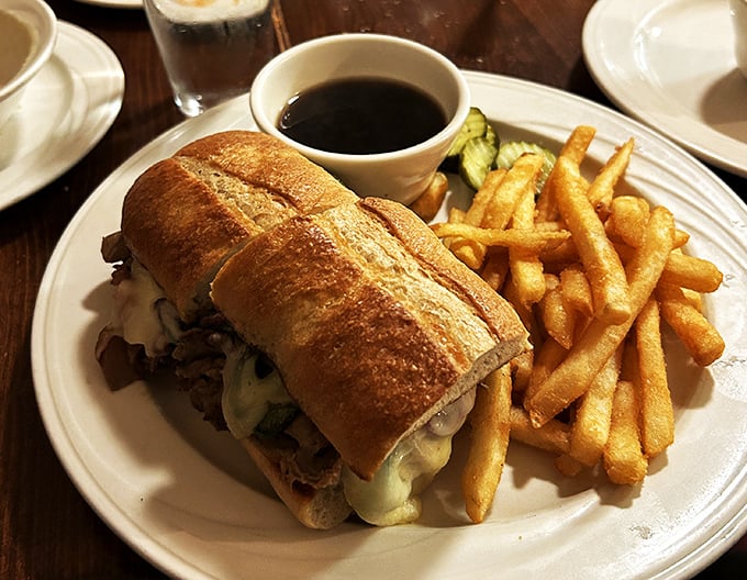 Behold the French dip sandwich that could make even the pickiest eater weep tears of pure joy.