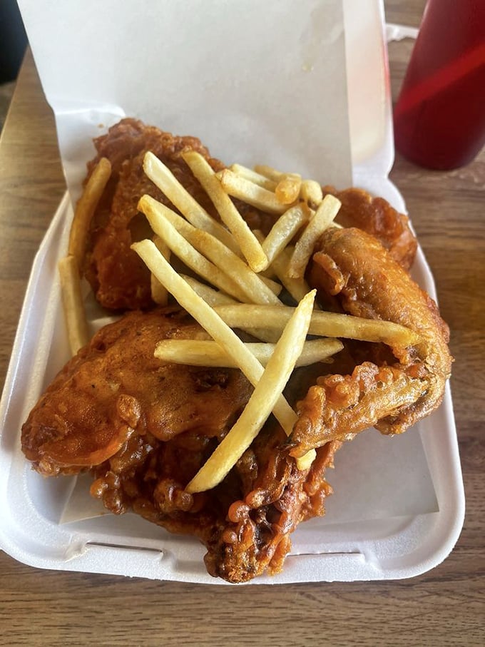 Golden-brown perfection that makes Colonel Sanders look like an amateur. This chicken doesn't need fancy packaging&mdash;it lets the crispy skin do all the talking.