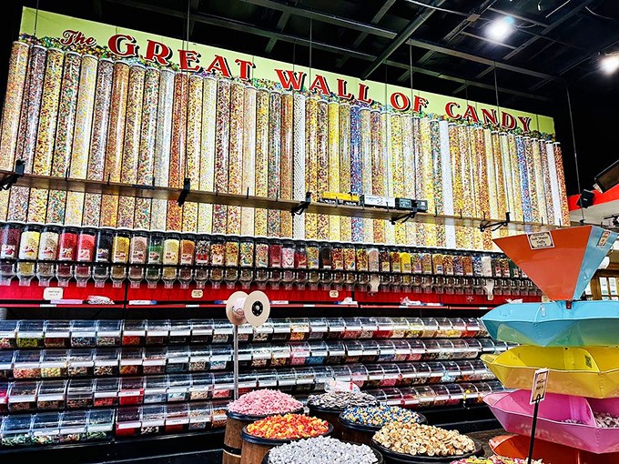 The Great Wall of Candy puts China's version to shame. This technicolor display of sugary ammunition is ready to defeat even the strongest willpower.