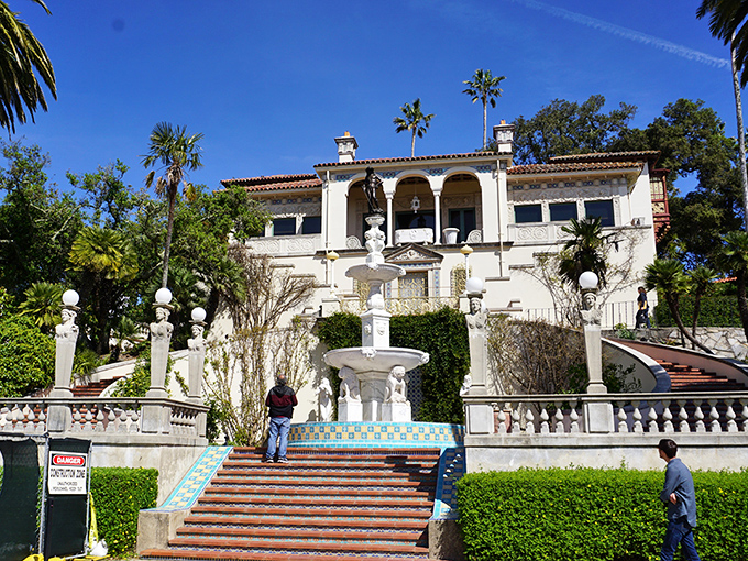 This pristine white cottage stands as a testament to California's romantic past, complete with garden charm.