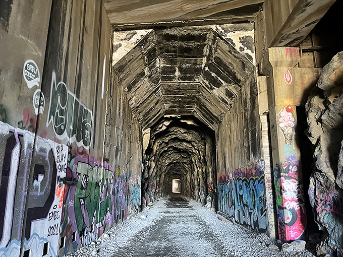 The historic Donner Pass tunnels—where graffiti artists and history buffs find unexpected common ground.