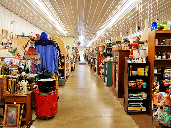 Walking these aisles feels like stepping into your eccentric aunt's attic, if your aunt collected everything from lampshades to military drums.