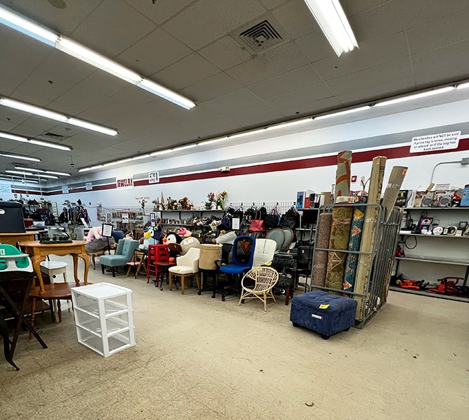 The furniture section: where yesterday's living rooms come to find tomorrow's college apartments and vintage-loving homeowners.