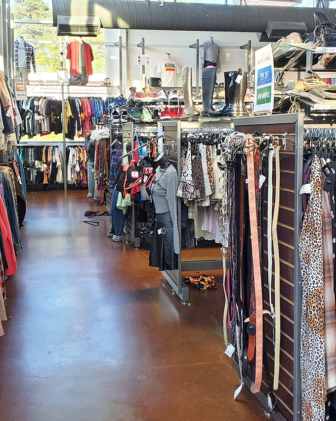 Fashion democracy in action: leopard prints mingle with business casual while colorful dresses stand ready for their next night out.