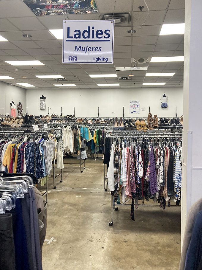 The ladies' department could outfit a small nation, with everything from business casual to "that-wedding-I-attended-in-1997" formal wear.