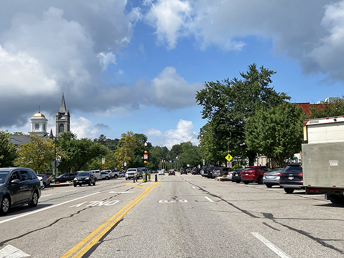 Broadway stretches toward church spires under Ohio skies, a Main Street so quintessentially American it could make Norman Rockwell reach for his paintbrush.
