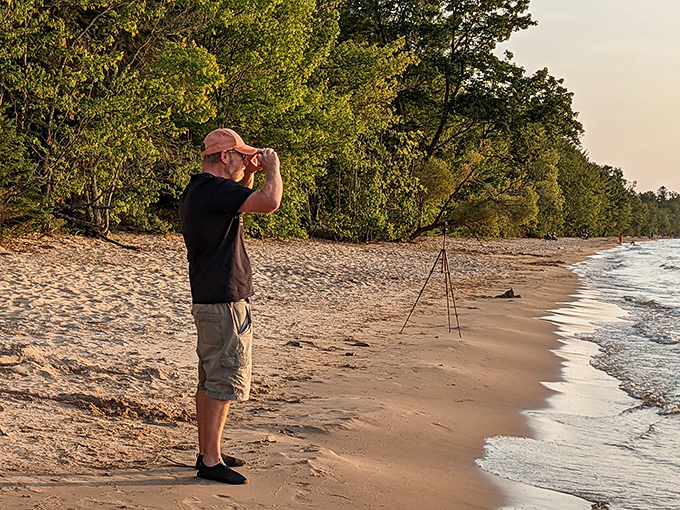 Sunset photographers gather along Brimley's shores, capturing moments that make social media followers wonder if Michigan has secretly relocated to the Mediterranean.