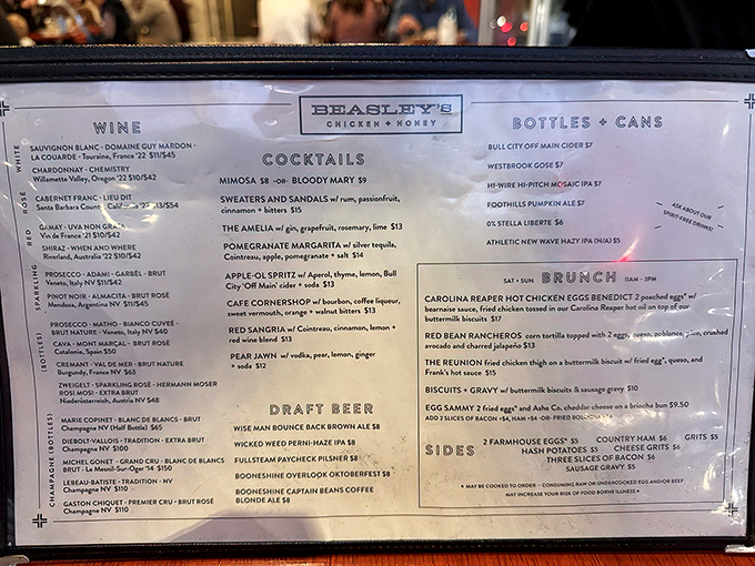The drink menu proves that bourbon and fried chicken were meant to be together, like Astaire and Rogers, only crispier and with more kick.