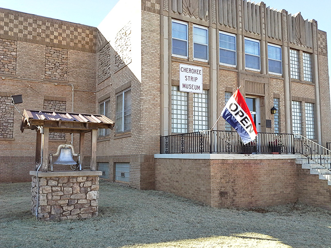 The Cherokee Strip Museum preserves local history in a beautiful brick building, where Oklahoma's pioneering spirit lives on.