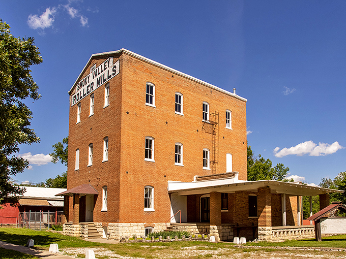This historic roller mill stands as Lindsborg's industrial cathedral&mdash;a brick testament to when grain was king and innovation wore overalls.