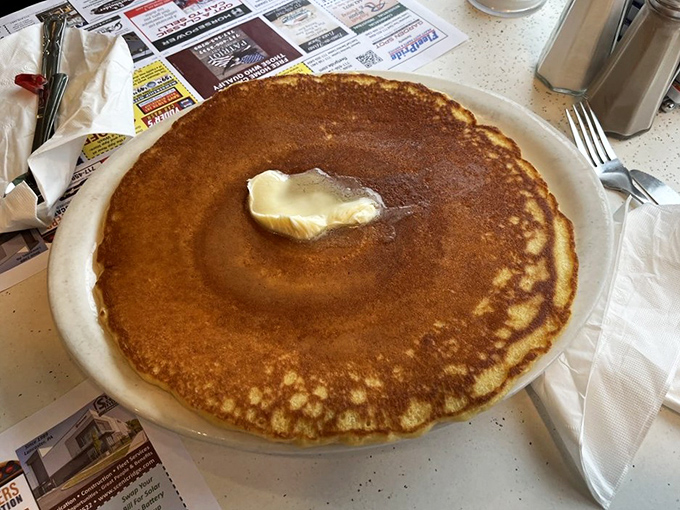 Behold the famous pancake in its natural habitat&mdash;a perfect golden disc that spans the plate like a delicious vinyl record of breakfast hits.