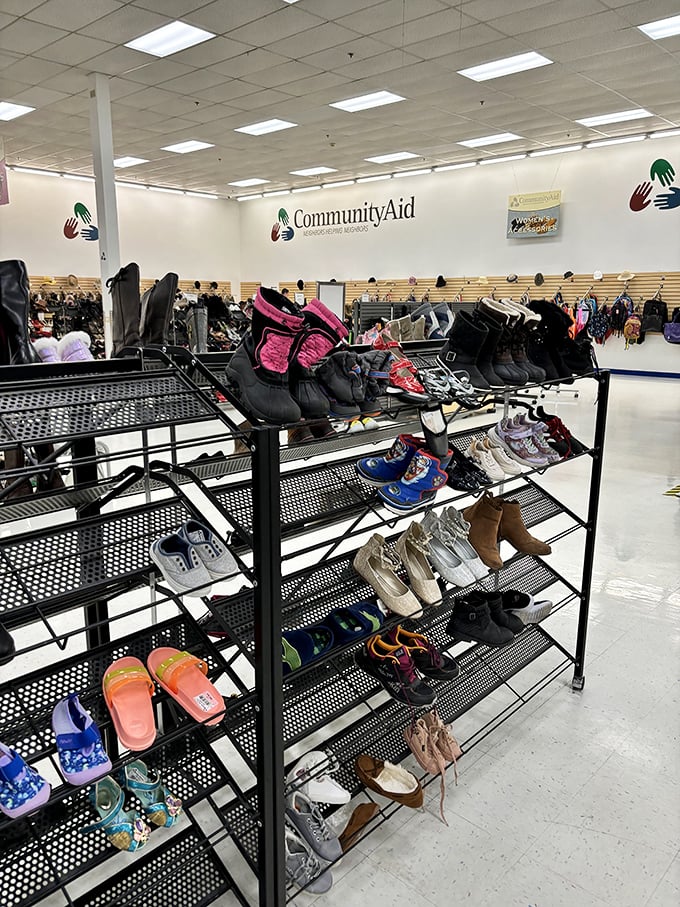 The shoe section defies the thrift store stereotype&mdash;these kicks are meticulously organized, many looking like they've barely touched pavement.