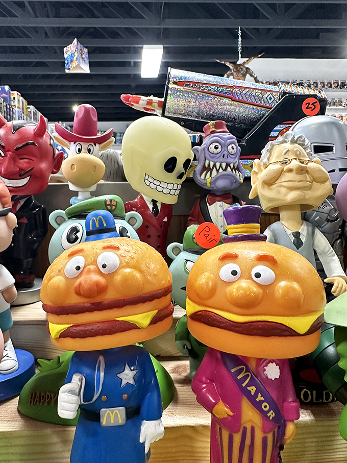 McDonald's nostalgia served with a side of collectible charm. These burger-headed characters and vintage mascots are worth far more than the Happy Meals they once promoted.