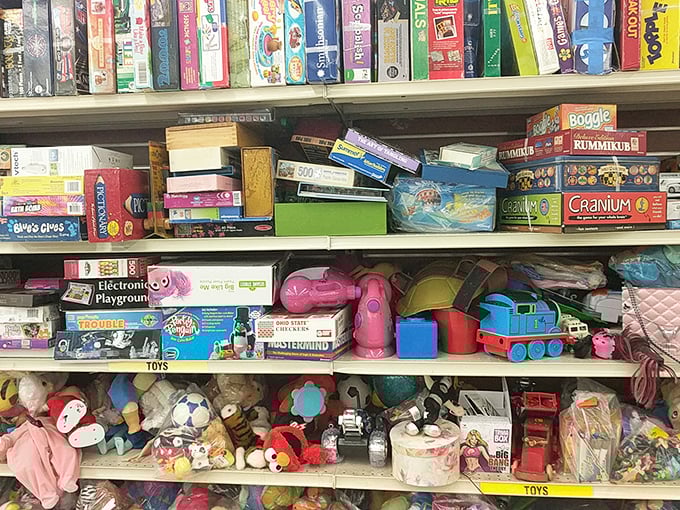 Board game heaven or childhood nostalgia department? Either way, this shelf contains more family entertainment than your streaming services combined.