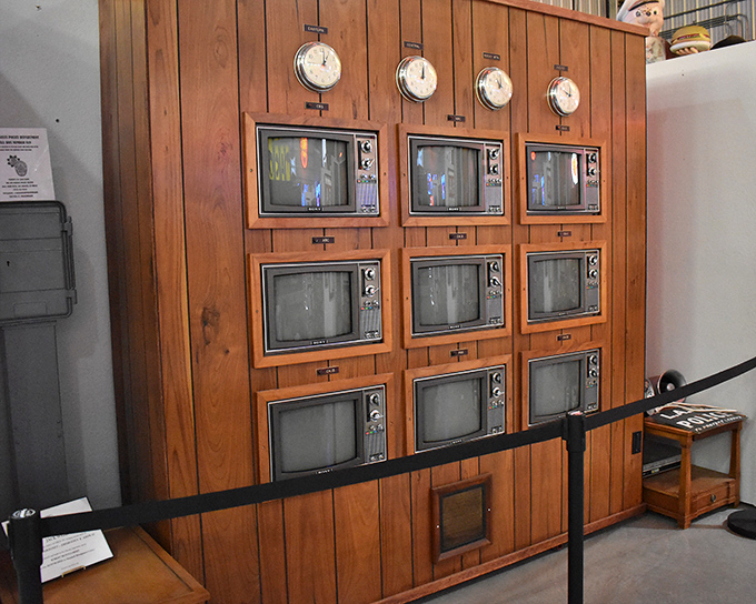 Nine vintage televisions create a mesmerizing wall that'll transport you straight back to family TV nights.