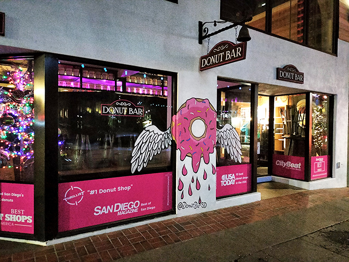 Donut Bar's pink angel wings mural invites you to take flight into sugar-glazed heaven. Instagram-worthy, stomach-approved.