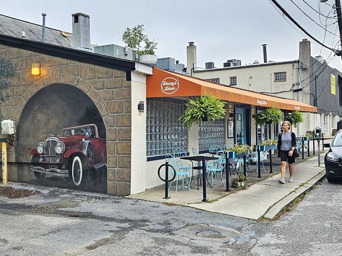Doozy's Diner (Catonsville): Orange awning, simple storefront - the Clark Kent of diners, hiding superhero-level breakfast powers behind modest looks.