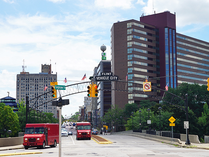 Flint's "Vehicle City" arch welcomes you to a town where your retirement dollars can buy more than you'd expect.
