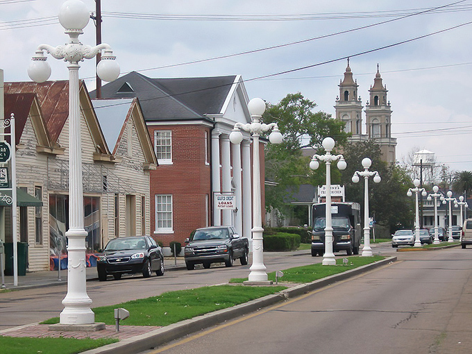 The stately church spires of Franklin reach toward Louisiana's blue skies, anchoring this charming town in both faith and tradition.