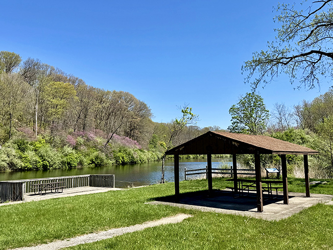 Mirror, mirror! Kickapoo's still waters perfectly reflect the surrounding forest, creating a double dose of natural beauty.