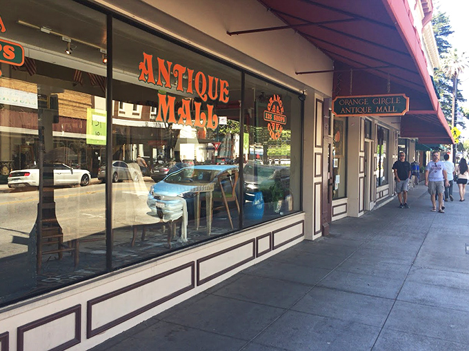 Orange Circle's classic storefront window displays treasures like a museum where everything has a price tag.