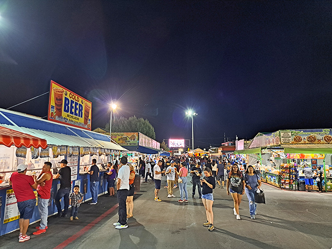 Night markets bring the magic! Families stroll between colorful food stalls as neon lights transform ordinary shopping into an adventure.