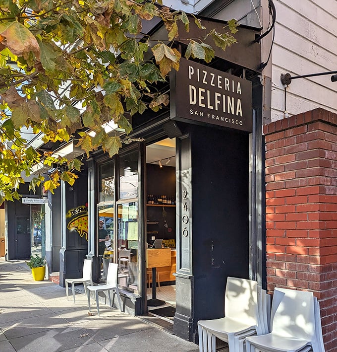 Pizzeria Delfina's sleek black-and-white facade doesn't need to shout&mdash;the Neapolitan magic inside speaks volumes.