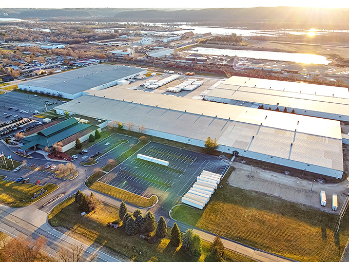 Prairie du Chien's industrial landscape &ndash; where honest work meets the mighty Mississippi and boat captains wave to factory workers.