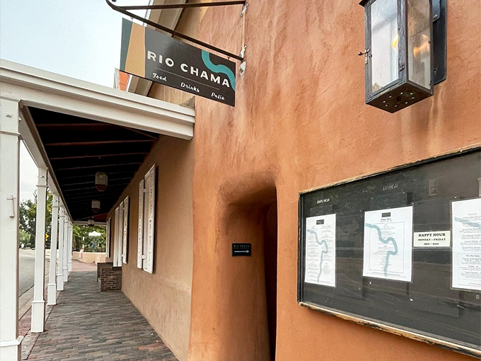 Rio Chama's subtle entrance hides in plain sight. Like finding a secret passage to flavor town along Santa Fe's historic streets.