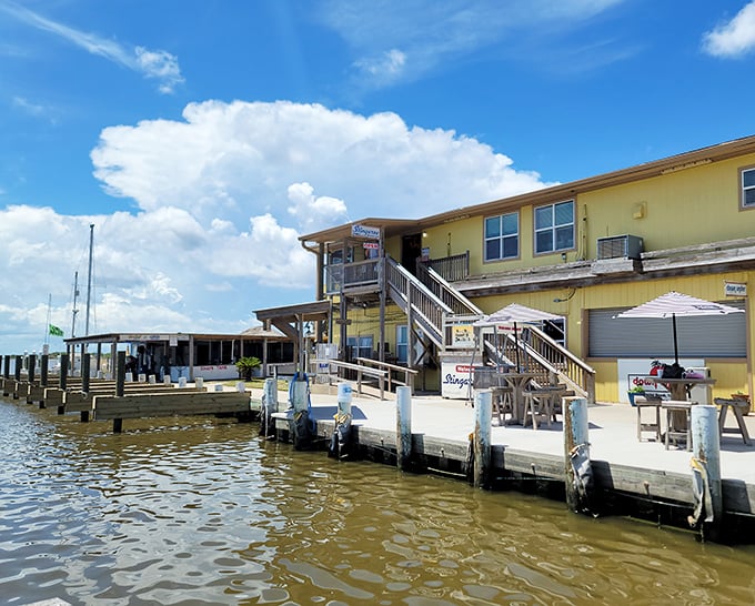 Stingaree's waterfront perch offers dining with a view. Those wooden docks practically invite boats to pull up for lunch!