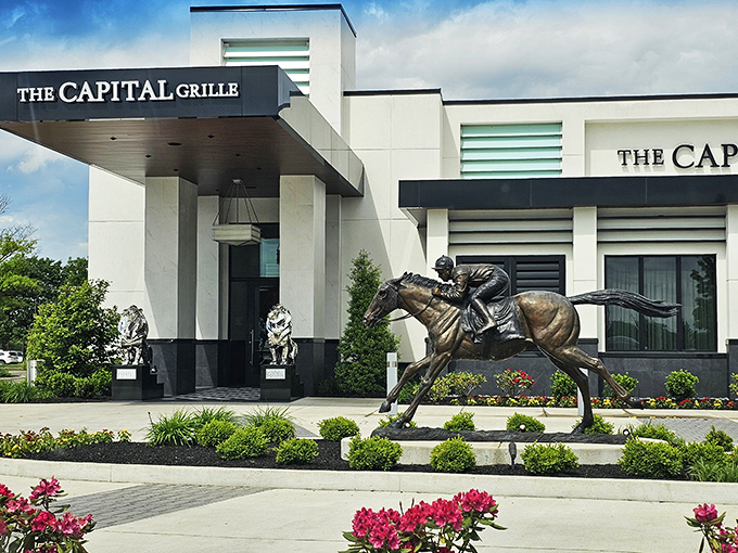 That horse statue outside runs slower than you'll devour their dry-aged ribeye - guaranteed. 