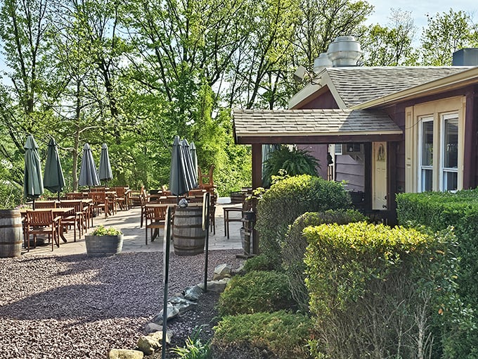 The Meating House's outdoor seating area is nature's dining room. Trees, fresh air, and perfect steaks &ndash; what more could you want?
