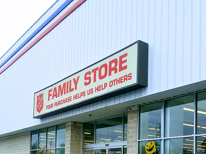 The Salvation Army Family Store's straightforward signage tells you exactly what you're getting&mdash;bargains with benefits for the community.