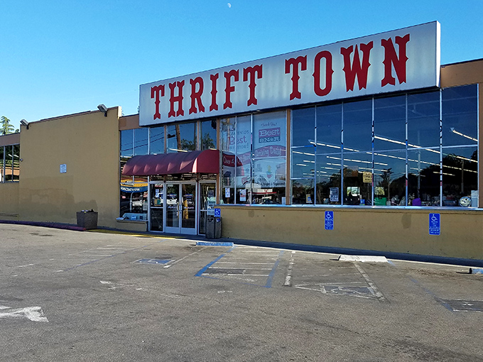 Thrift Town's bold red sign is like Vegas for bargain hunters&mdash;what happens here saves you money everywhere else.