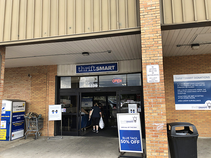 ThriftSmart's unassuming brick exterior hides a wonderland of pre-loved treasures waiting for their next chapter to begin.