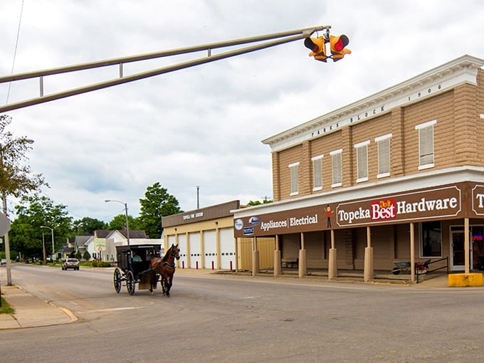 Topeka's main street &ndash; where hardware stores still know your name and the parking spots accommodate both cars and carriages.