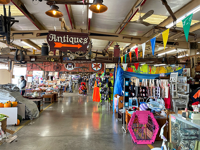 The iconic entrance to Traders World promises adventure beyond those red doors. Like Disney for deal-hunters, but without the height requirements!