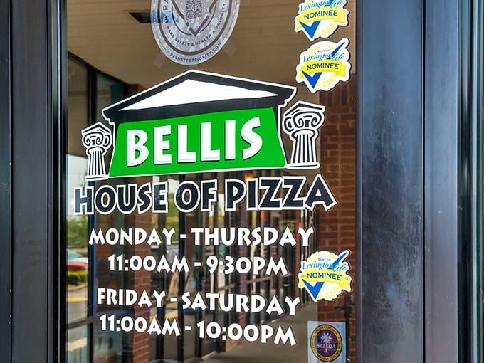 Local legends are made in unassuming places. Bellis' window displays hours and awards that tell you everything you need to know.