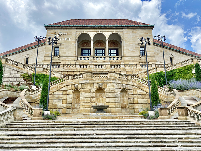 The Dayton Art Institute's grand staircase and Italian-inspired architecture invite visitors to climb toward culture. This hillside palace of creativity stands as the city's cultural crown.