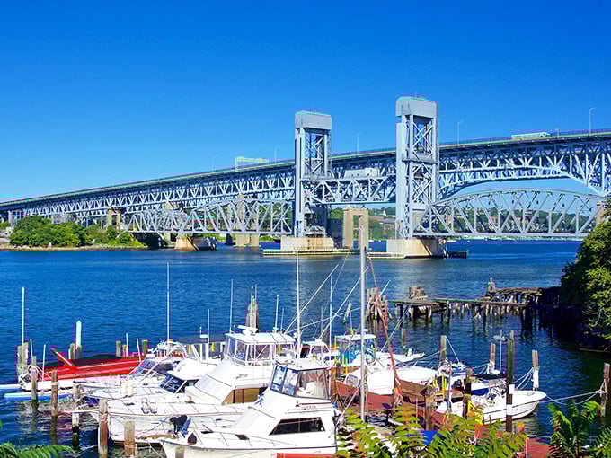 The Thames River provides a stunning backdrop to Groton's affordable neighborhoods, where boats bob peacefully in the harbor.