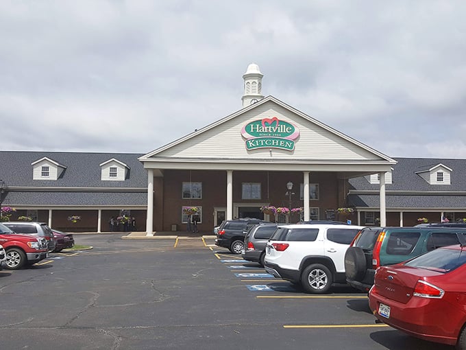 Hartville's not just a marketplace—it's comfort food for your shopping soul. That sign promises more than just a meal!