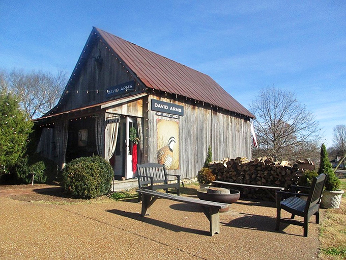 This weathered wooden barn in Leipers Fork has been repurposed as a quaint country store. Rustic elegance without the designer price tag!