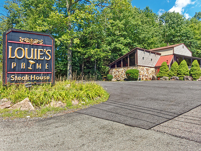 That rustic-elegant sign promises what the building delivers &ndash; a woodland retreat where prime steaks are the main attraction.